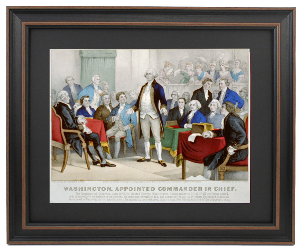 Framed Washington Appointed Commander and Chief by Currier & Ives ...