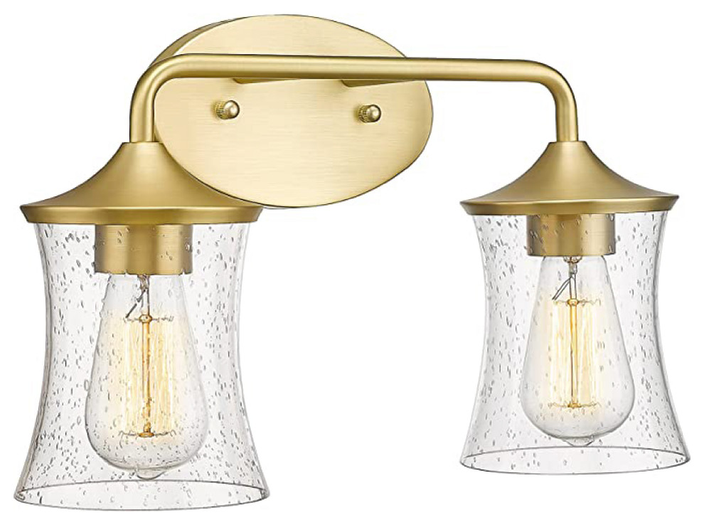 2-Light brushed gold vanity light Glass& Metal led light led Wall light ...