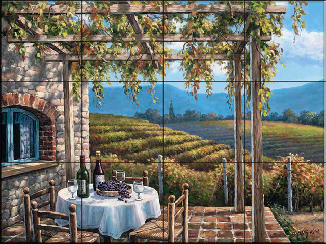 Tile Mural, Vineyard Terrace by Sung Kim, 24" x 18" (12 Tiles ...