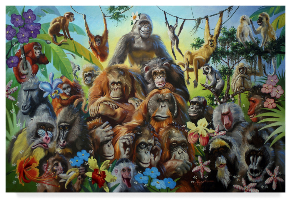 "Primates" by D. Rusty Rust, Canvas Art, 12"x19" - Tropical - Prints ...
