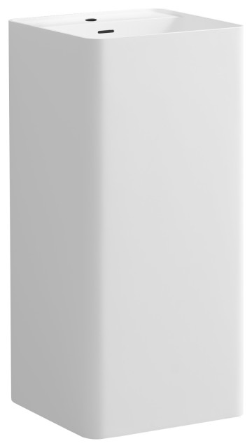 17" White Square Stone Resin Solid Surface Pedestal Sink, Faucet not ...