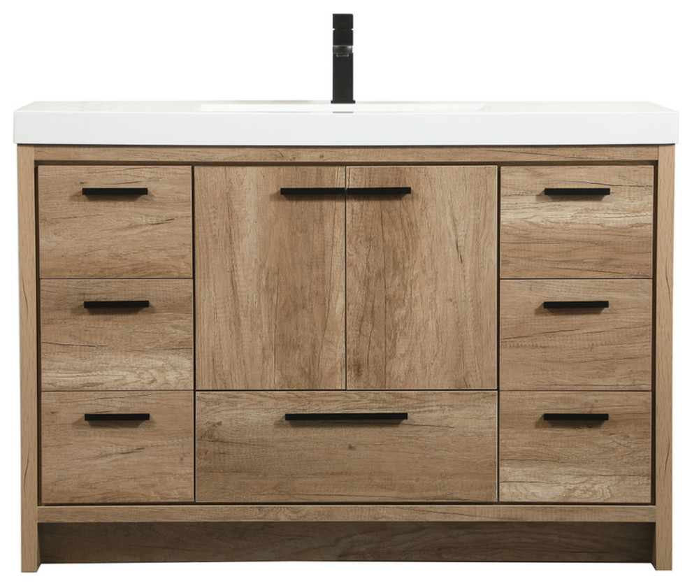 48" Single Bathroom Vanity, Natural Oak, Vf46048Nt - Transitional ...