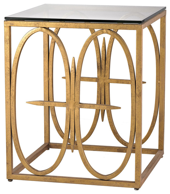 Dimond Home Amal Metal & Glass Side Table, Gold & Clear Top ...