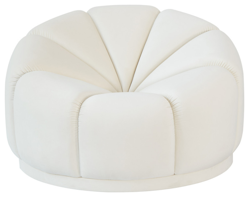 Marshmallow Cream Velvet Lounge Chair - Cream - Contemporary ...