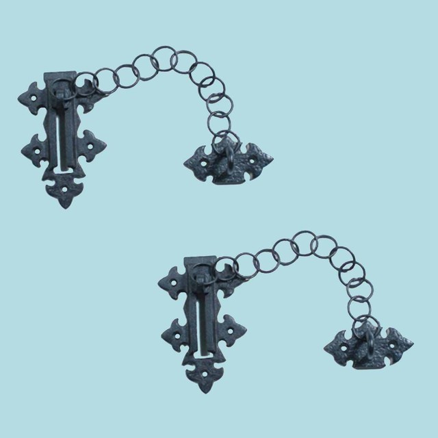 Black Chain Door Locks Wrought Iron Rustproof Set of 2 Renovators ...