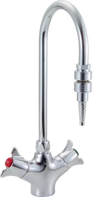 1-Hole Gooseneck Laboratory Mixing Faucet With Double-Handle, Polished ...