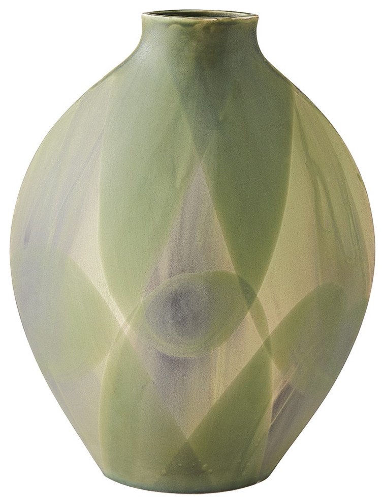 Helios Vase, Washed Green, Small - Contemporary - Vases - by GLOBAL ...