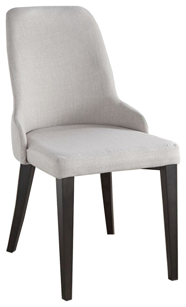 Fabric Upholstered Wooden Side Chair Set Of 2 Beige And Brown