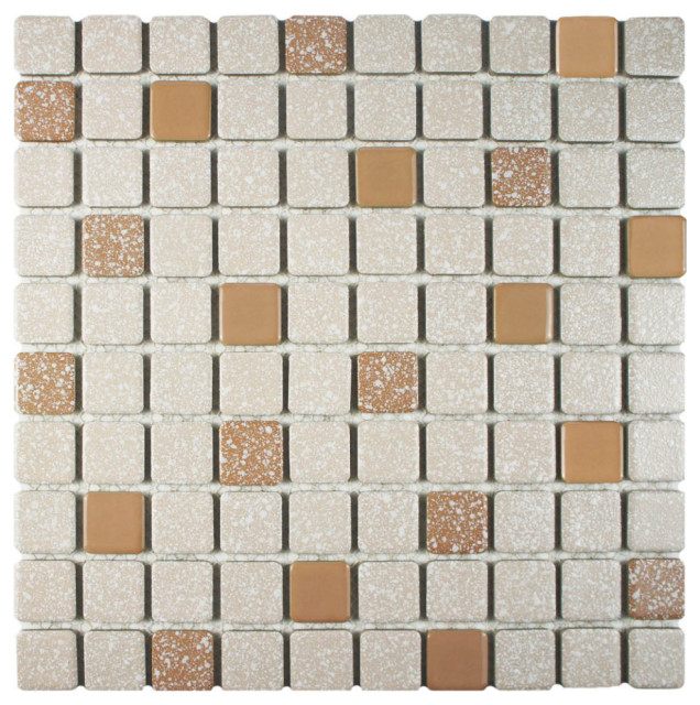 Crystalline Mosaic Floor and Wall Tile, Beige, Sample - Contemporary ...