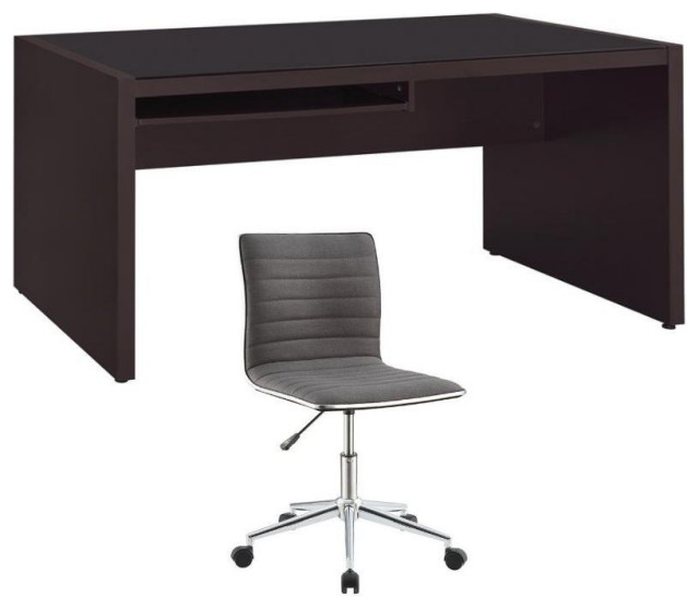 Home Square 2 Piece Furniture Set with Computer Desk and Adjustable ...