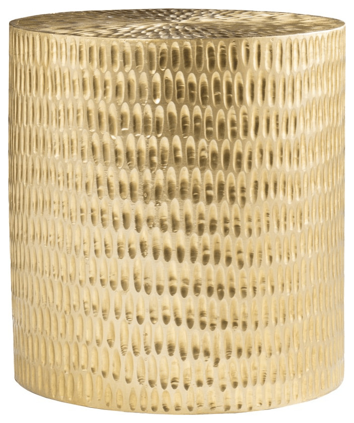 18" Gold Manufactured Wood And Solid Wood Round End Table ...