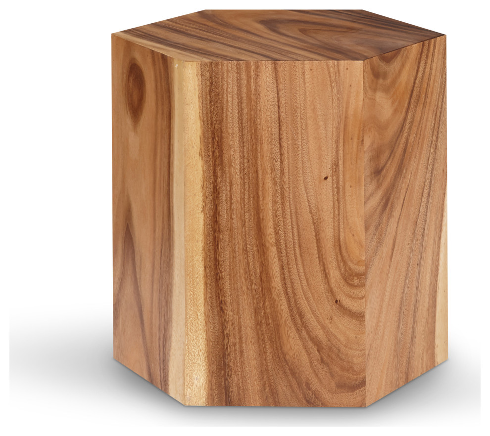 Honeycomb Side Table, Chamcha Wood, Medium - Rustic - Side Tables And ...