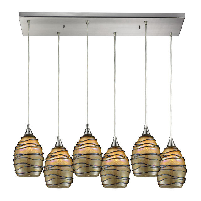 Vines 6-Light Rectangular Pendant Fixture - Contemporary - Pendant ...