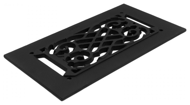 4 Heat Air Vent Grille Cast Aluminum Victorian Black Finish Register ...