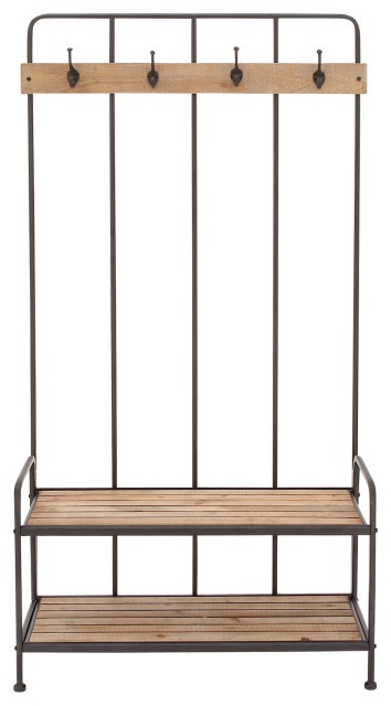 Industrial Light Brown Metal Coat Rack 85435, 38" x 16" x 72 ...