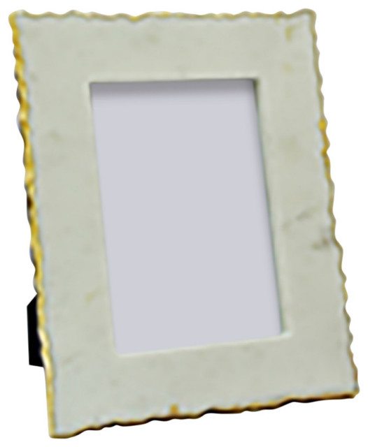 Marble, 5x7 Jagged Photo Frame With Gold Trim, White - Contemporary ...