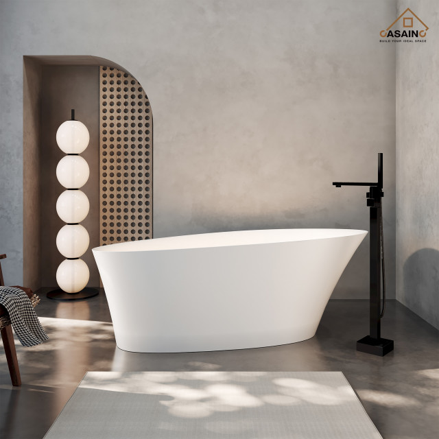 65in Solid Surface Freestanding Bathtub in Matte White - Contemporary ...