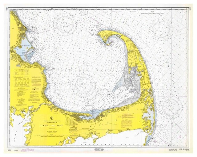 "Nautical Chart - Cape Cod Bay ca. 1970" Paper Art, 38"x30", 38"x30 ...