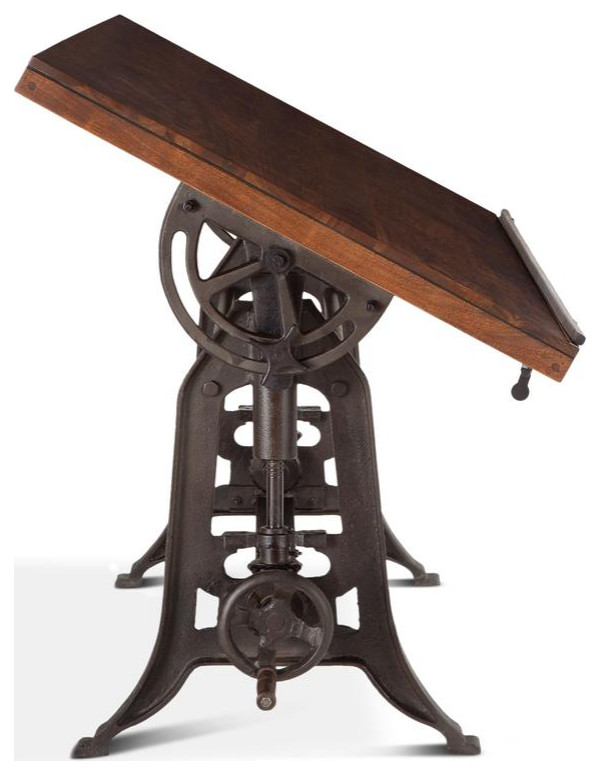 Artezia 62-Inch Acacia Wood Drafting Desk with Adjustable Crank ...