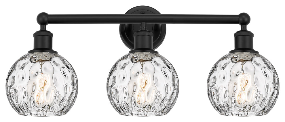 Athens Water Glass 24" Bath Vanity Light, Matte Black, Clear Water ...