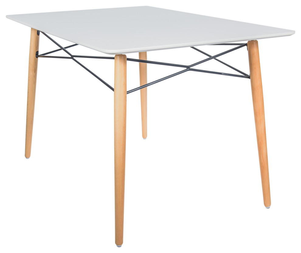 4Ft Rectangle Wooden Top Dining Table W/ Natural Wood Eiffel Base ...