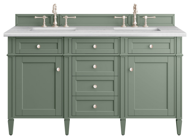 Brittany 60" Double Vanity, Smokey Celadon - Traditional - Bathroom ...