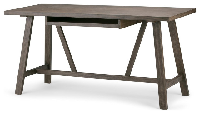 Solid Wood Industrial Home Office Desk, 60" Wide Writing Table in ...