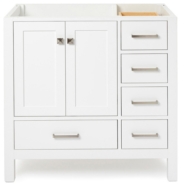 ARIEL Cambridge 36" Left Offset Single Sink Bathroom Vanity Base White ...