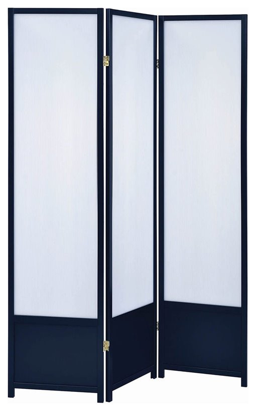 Coaster Wood Three Panels Folding Screen Room Divider in Black ...