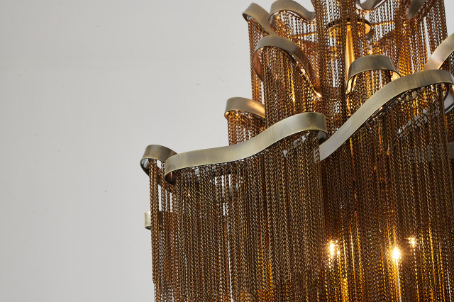 Aluminum Chain Light Fixture With Chrome Frame - Contemporary ...