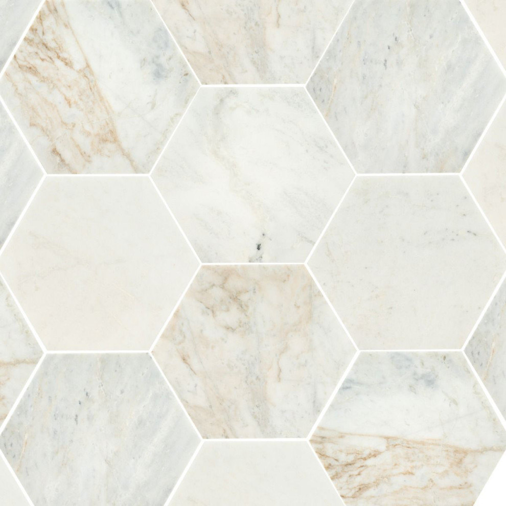 Arabescato Venato 8 in.X9 in Hexagon Floor and Wall Tile - Traditional ...