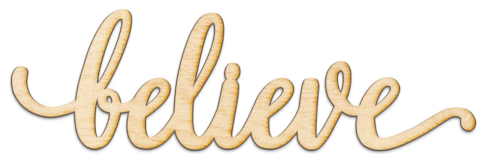 Believe Script Wood Word Wall Art Sign, 18" wide x 6" tall ...