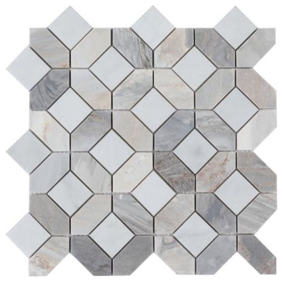 Mosaics Carrara Marble Tile Hexagon Pattern Earth - Contemporary ...
