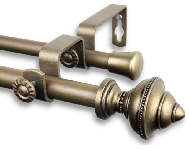 Augustus Double Curtain Rod 5/8" Dia. 48-84", Antique Gold ...