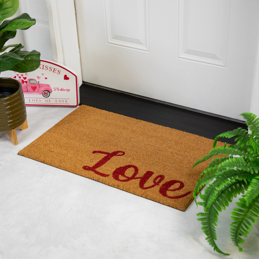 Natural Coir "Love" Outdoor Doormat 18" x 30" - Contemporary - Doormats ...