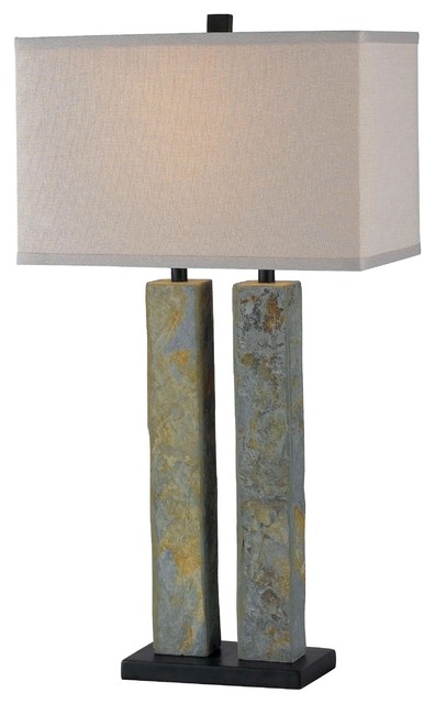Barre Table Lamp, Green Slate, Natural Slate Finish - Transitional ...
