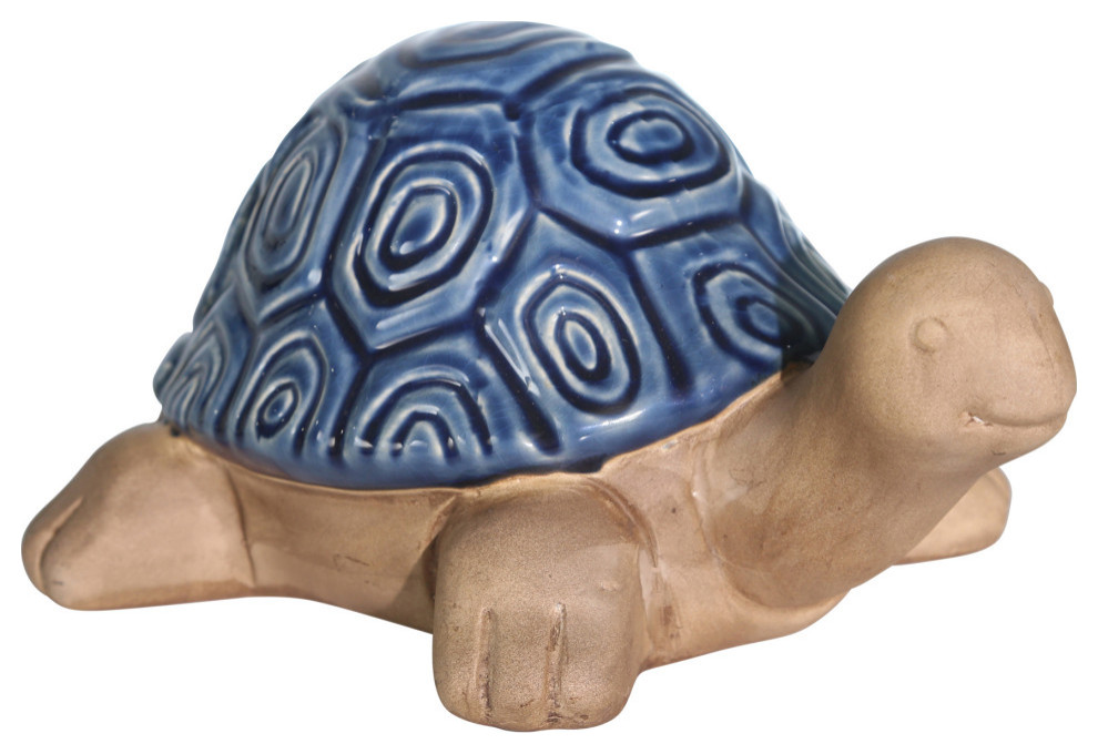 Ceramic Tortoise, 10" Navy - Contemporary - Decorative Objects And ...