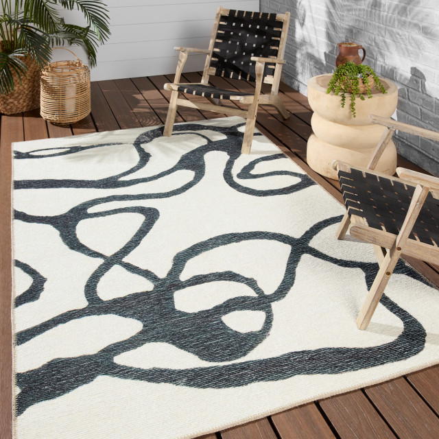 Cosme Powerloomed Indoor Abstract White/Gray Area Rug, 7'6"X10 ...