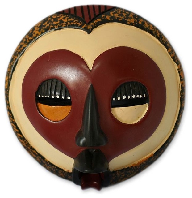 A Good Heart Ghanaian Wood Mask, Ghana - Southwestern - Decorative ...