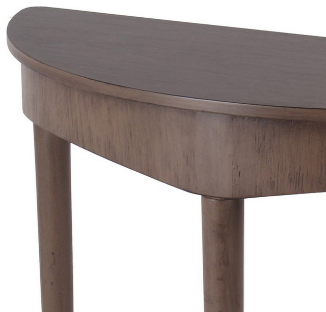 Half Moon Console Table with Round Legs, Brown - Midcentury - Console ...