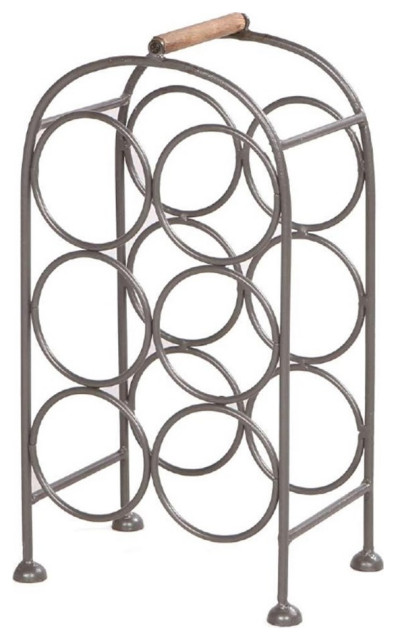 20 Inch Wine Rack Holder Arched Iron Frame 6 Bottle Storage Gray ...