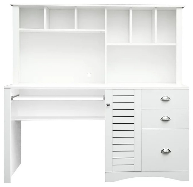 Large Desk, Waterproof Top With Integrated Hutch & Ample Storage Space ...