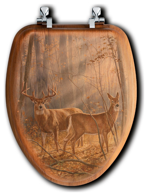 Toilet Seat, Elongated, Woodland Splendor, 16"x18.5" - Tropical ...