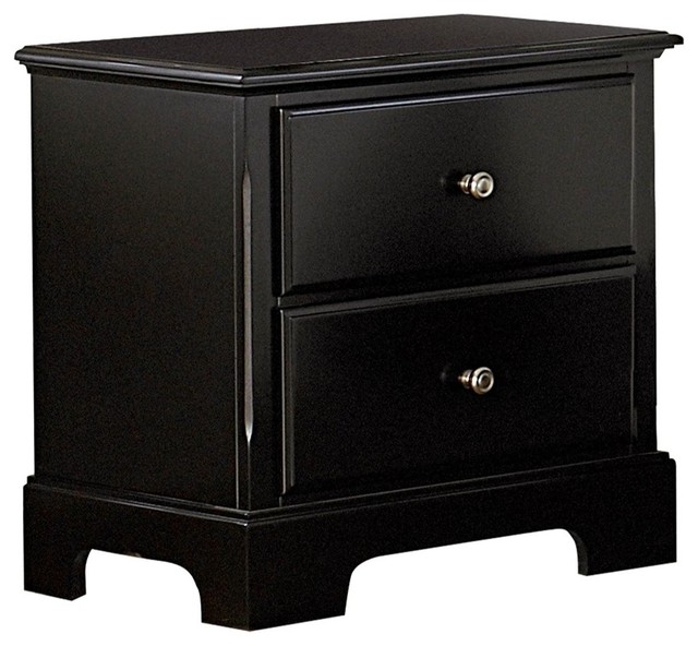 Wooden Night Stand With 2 Drawer, Black - Transitional - Nightstands ...