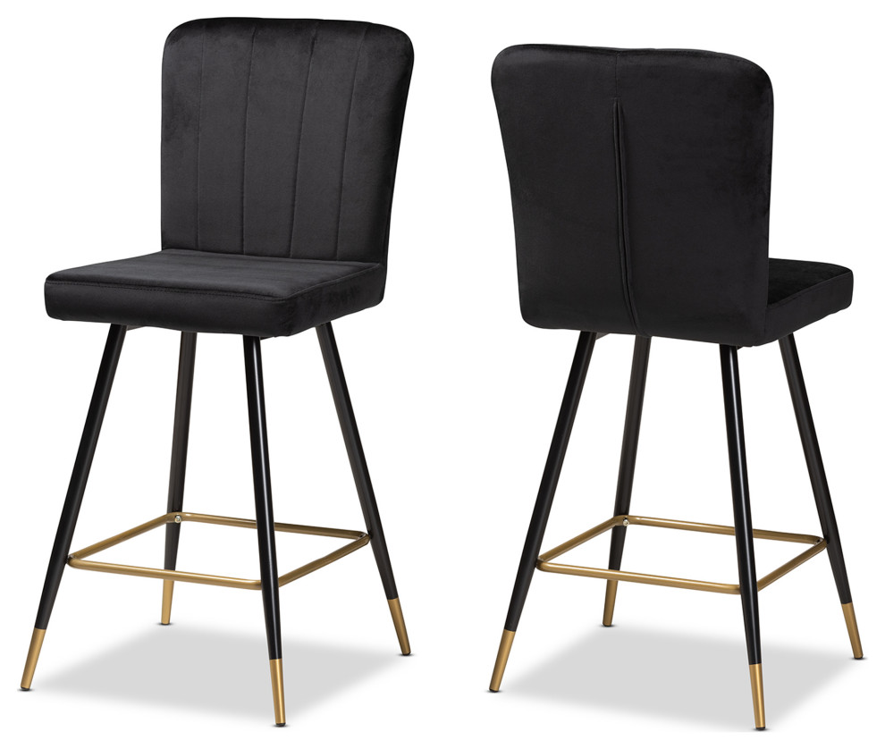 Preston Black Velvet Two-Tone Black and Gold Finish Metal 2-Piece Bar ...