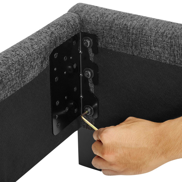 Legends Home Queen Size Charcoal Grey Upholstered Platform Bed ...