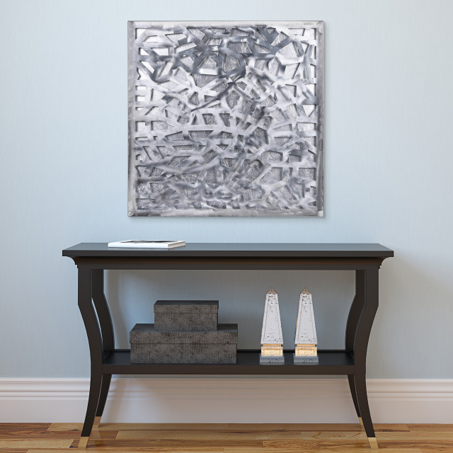 "Silver Enigma" Polished Steel Sculpture Abstract Wall Art With Silver ...