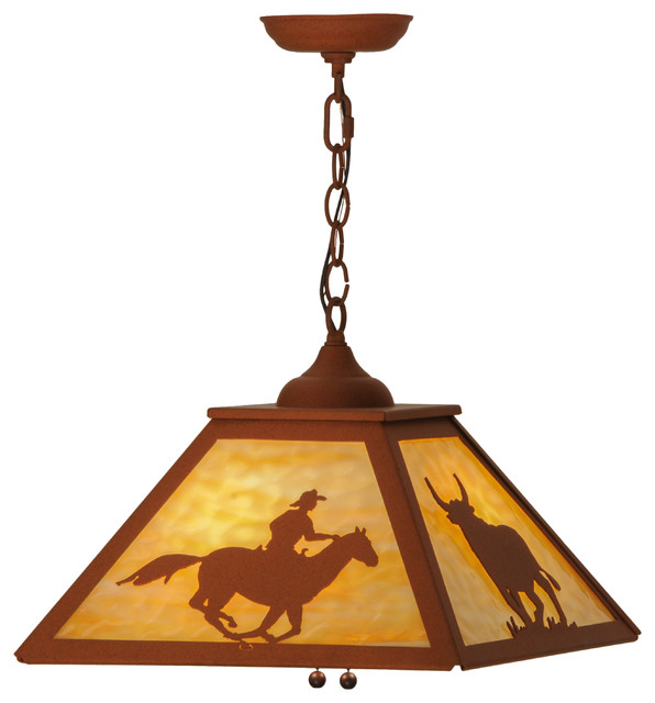 16Sq Cowboy & Steer Pendant - Southwestern - Pendant Lighting - by ...
