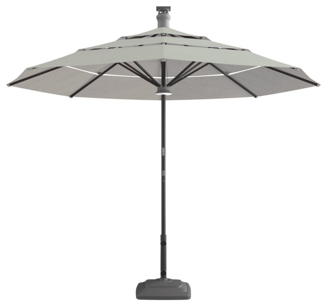11' Color Sunbrella Octagonal Lighted Market Smart Patio Umbrella ...