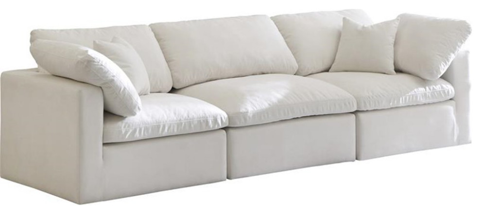 Pemberly Row Modern / Contemporary Standard Cream Velvet Modular Sofa ...